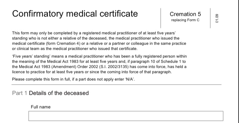 The Paperwork of Death – Cremation Forms 1-5 – Mortuary Gem